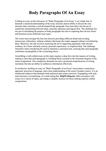 Essay Body. Copiah–Lincoln Community College | PDF