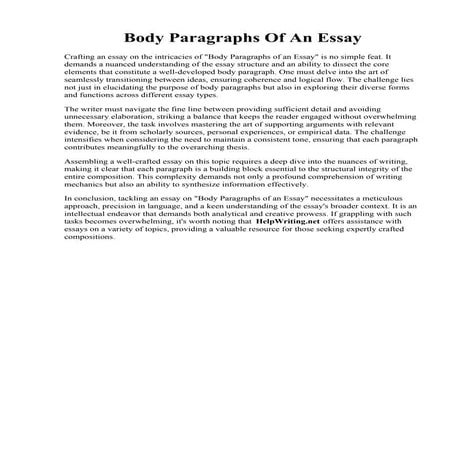 Body Paragraphs Of An Essay | PDF