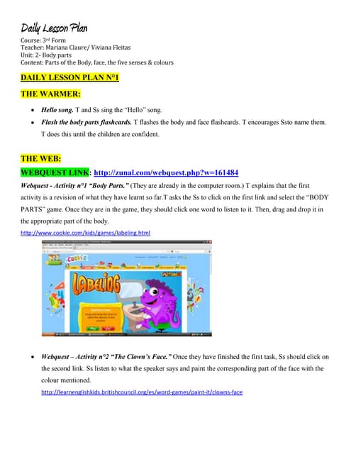 Lesson plan-in-science- (PARTS OF THE BODY) | DOCX