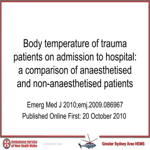 Body temperature of trauma patients on admission to hospital | PPT