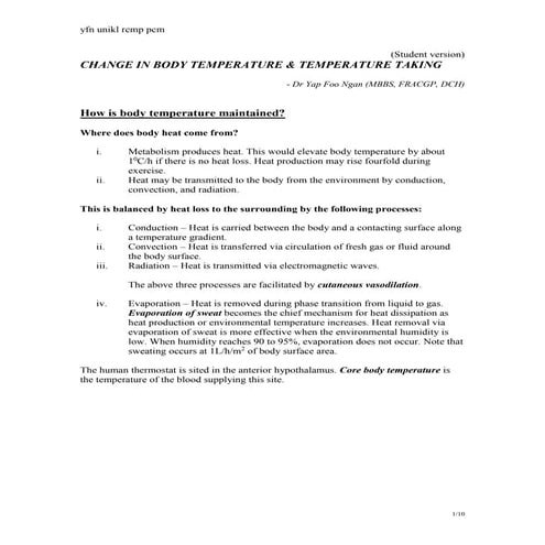 Body temperature student version | PDF