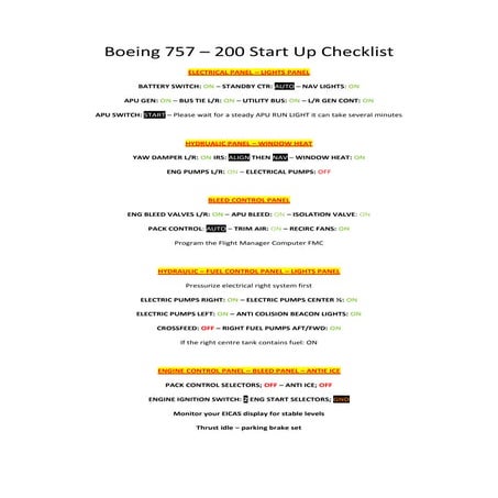 Boeing 757 checklist | DOCX