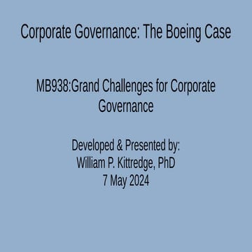 Corporate Governance and Regulatory Failure: The Boeing Case | PDF