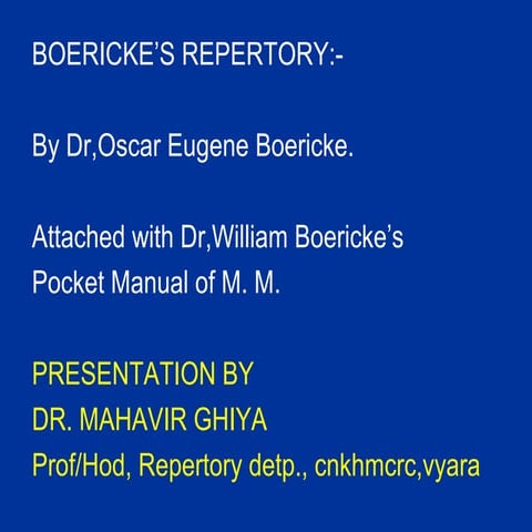Boericke repertory | PPT