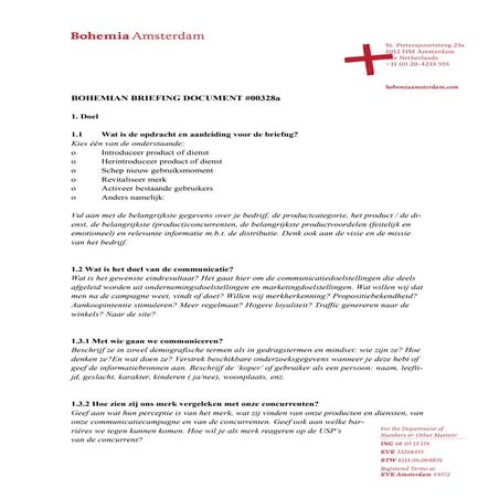 Bohemian Briefing Document #00328a Nederlands | DOC