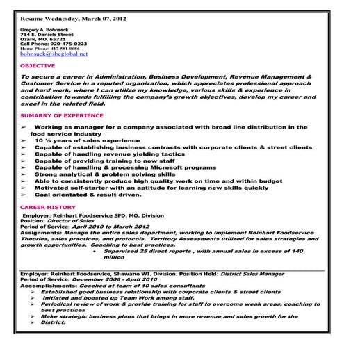 Bohnsack Greg Resume | PDF