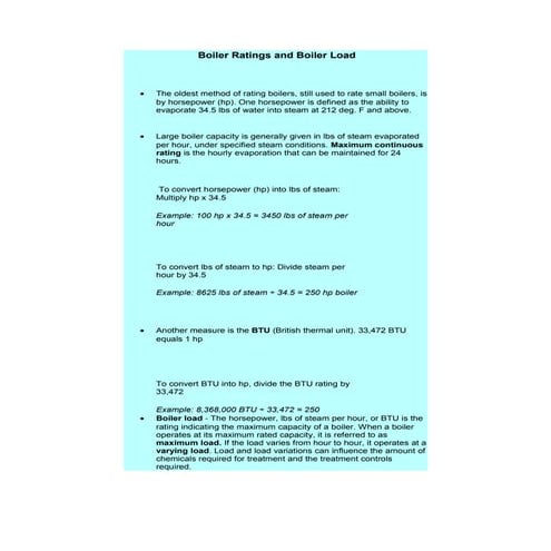 Boiler ratings and boiler load | DOC