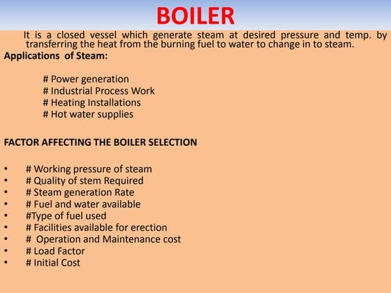 Boiler classification for steam generation | PPT