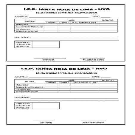 Boleta de notas de primaria | PDF