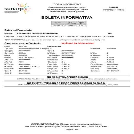 Boleta informativa rosa fernzndez | PDF