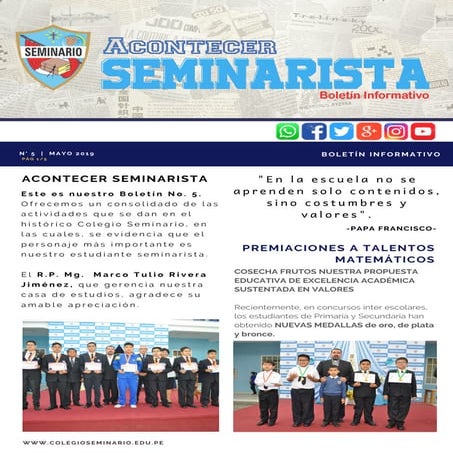 Boletín Informativo Acontecer Seminarista | PDF