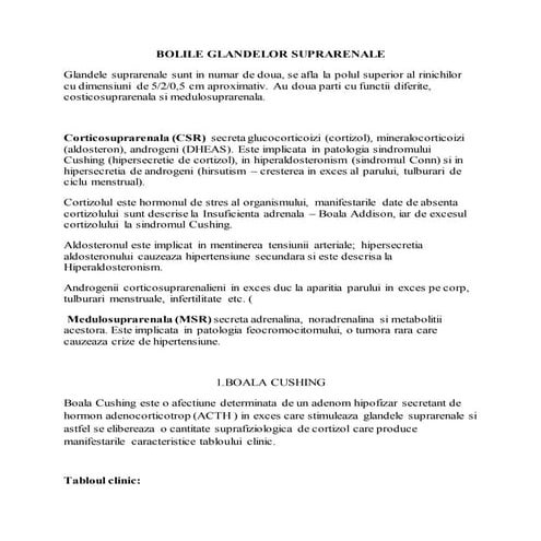 Bolile glandelor suprarenale | DOCX
