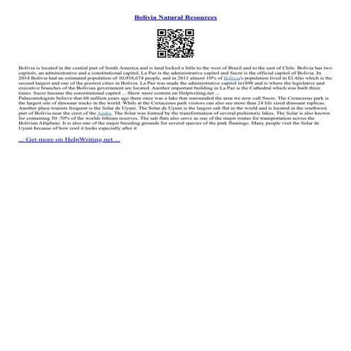 Bolivia Natural Resources | PDF