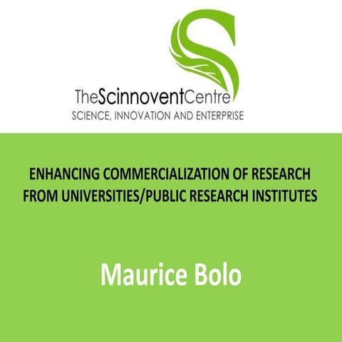 Enhancing commercialization of research from universities and public ...
