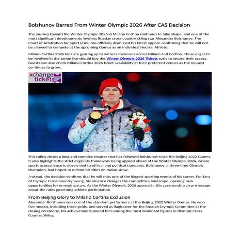 Bolshunov Barred From Winter Olympic 2026 After CAS Decision.docx