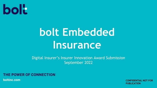 bolt - InsurTech Innovation Award 2022 | PPT bolt - InsurTech Innovation Award 2022 | PPT