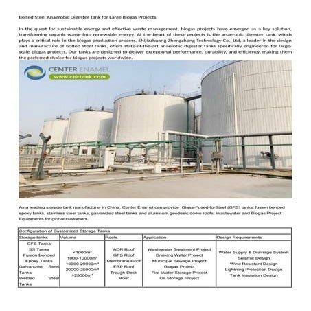 Bolted Steel Farm Biogas Tanks as Anaerobic Digesters for Biomass ...