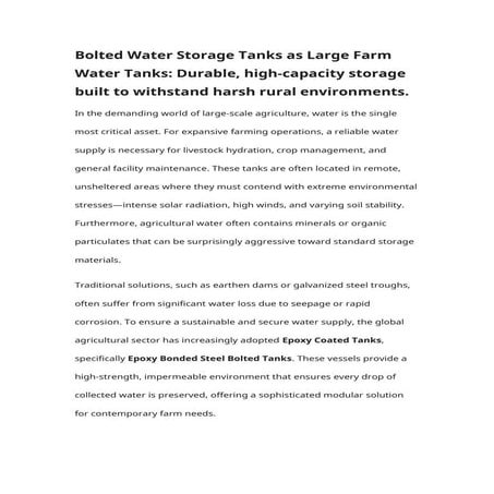 Bolted Water Storage Tanks as Large Farm Water Tanks Durable, high ...