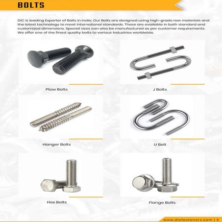 Suppliers and Exporters of Industrial Bolts | PDF