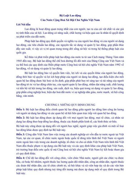 Bài thuyết trình về Bộ luật lao động | PDF