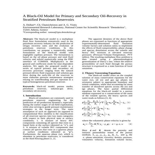 A Black-Oil Model for Primary and Secondary Oil-Recovery in Stratified ...