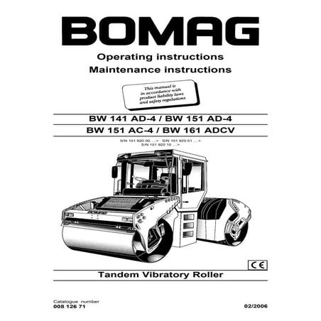Bomag bw 151 ac 4 tandem rollers service repair manual | PDF