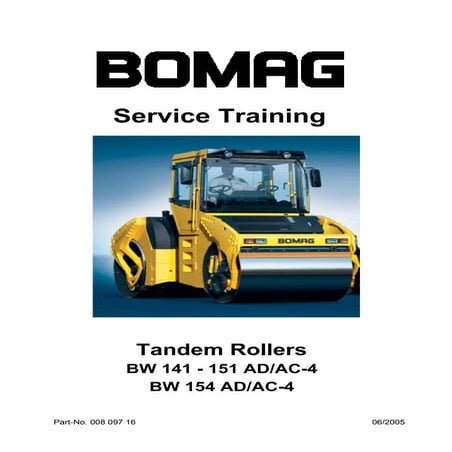 Bomag bw 154 ad tandem rollers service repair manual | PDF