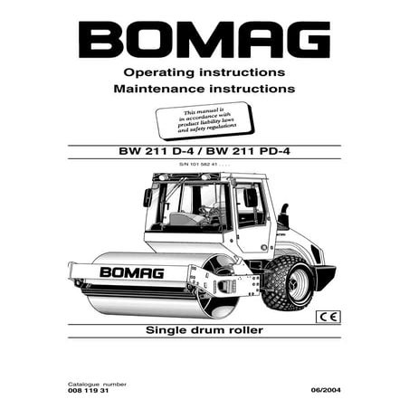 Bomag bw 211 d 4 single drum roller service repair manual | PDF