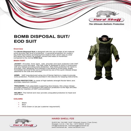 Bomb disposal suit, Bulletproof EOD Manufacturer- Hard Shell | PDF
