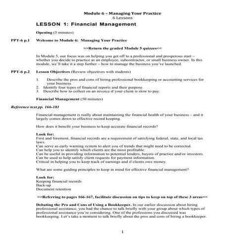 Bom lesson plans_module_6 | PDF