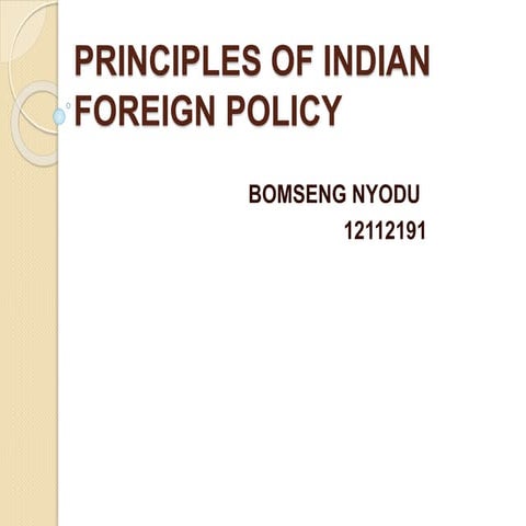 principles of indian foreign policy | PPTX