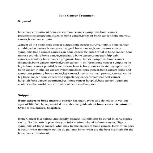 Bone Cancer Treatment Pdf