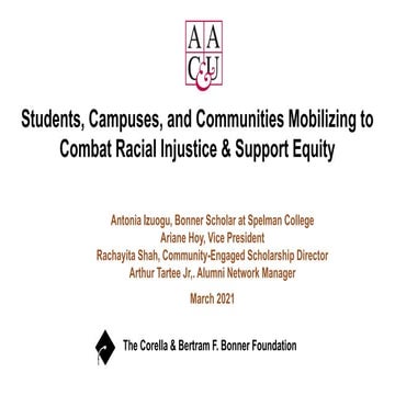 Bonner Foundation Racial Justice Community Fund AACU DESS March 2021 | PDF