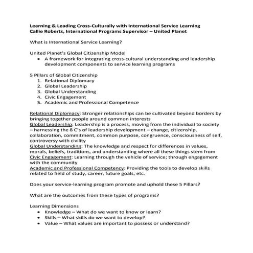 Learning & Leading Cross-Culturally with International Service Learning ...