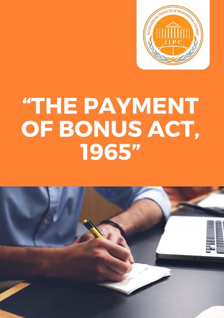 Payment of bonus act, 1965 | PPTX