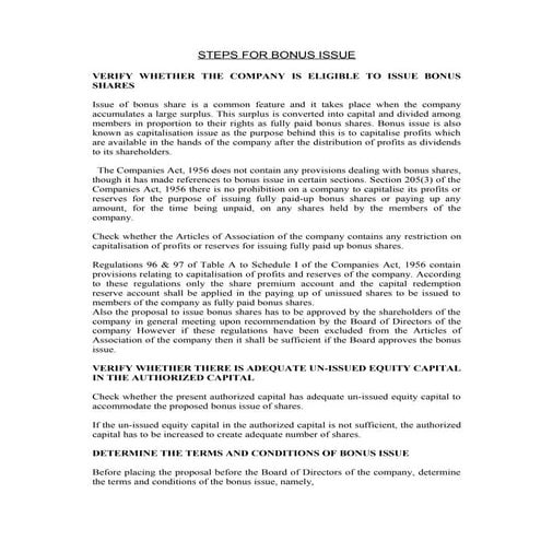 Bonus issue checklist | DOC