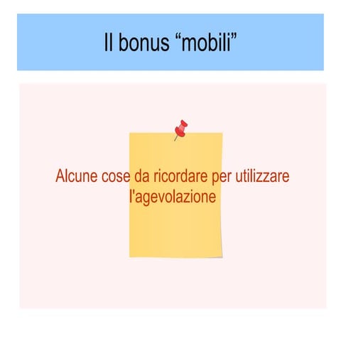 Appunti sull'agevolazione per l'acquisto di mobili nuovi (bonus mobili ...