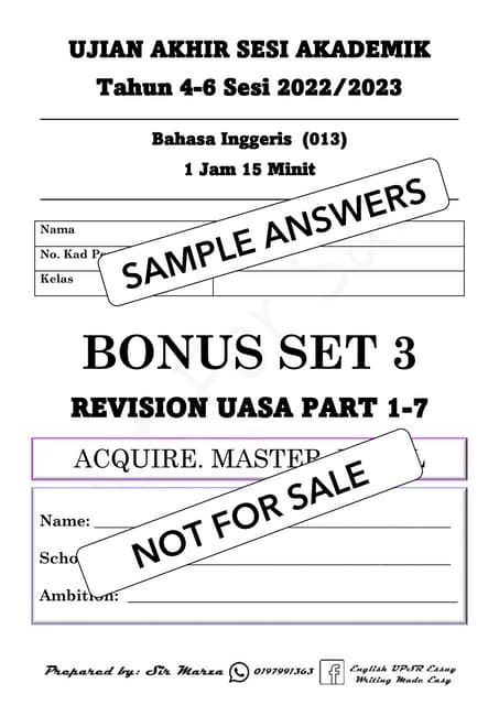 UASA ENGLISH YEAR 4 TECHNIQUE FOR YEAR 4 | PDF