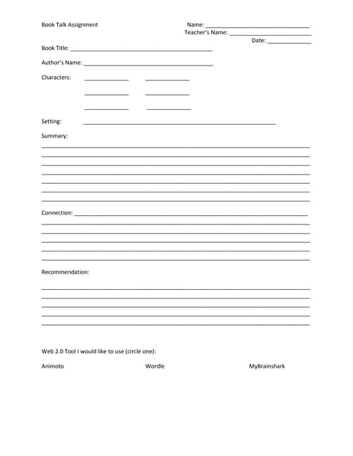 Fanfiction template worksheet | DOCX