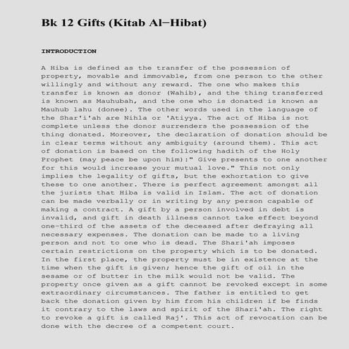 Book 12 gifts (kitab al−hibat) | PDF