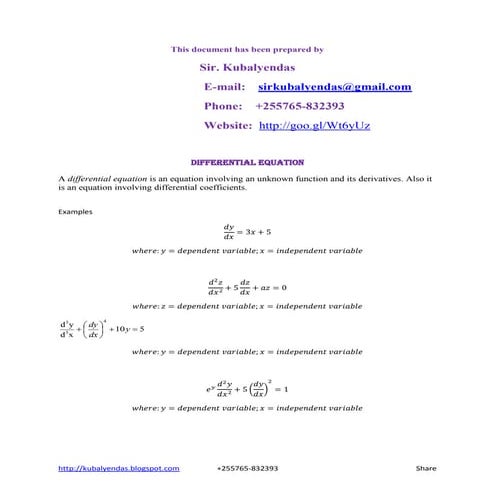 SOLVED DIFFERENTIAL EQUATIONS | PDF