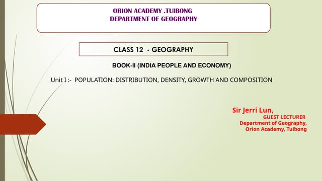 Population ( class 9 ) | PPTX