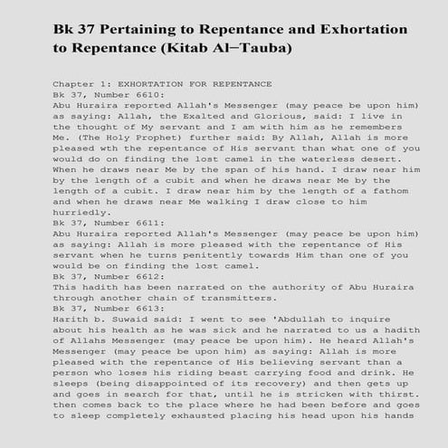 Book 37 pertaining to repentance and exhortation to repentance (kitab ...