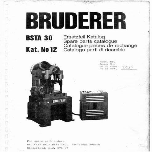 BRUDERER PRESS BSTA 30 | PDF