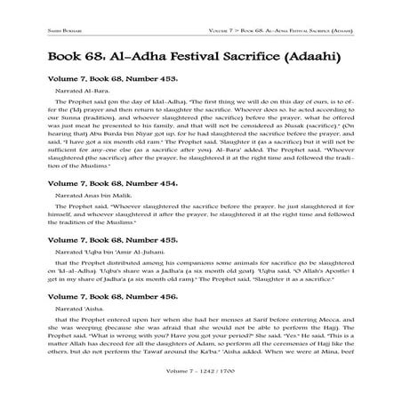 Book 68 al adha festival sacrifice (adaahi) | PDF
