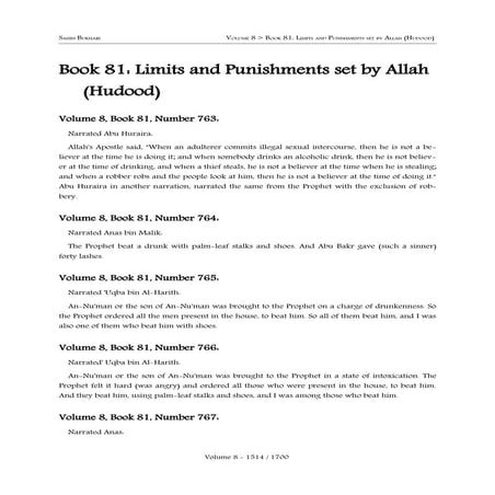 Book 81 limits and punishments set by allah (hudood) | PDF