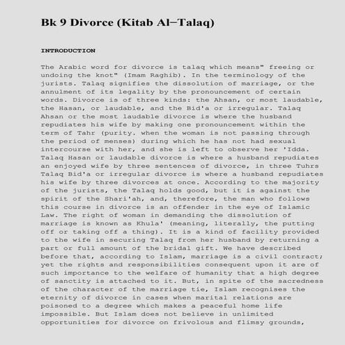 Book 9 divorce (kitab al−talaq) | PDF