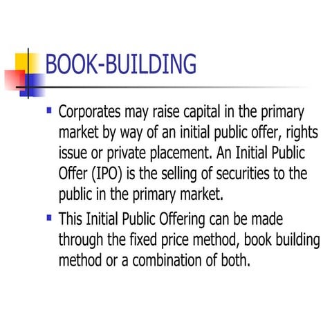 Book Building - Finance | PPT | Publishing Industry | Industries