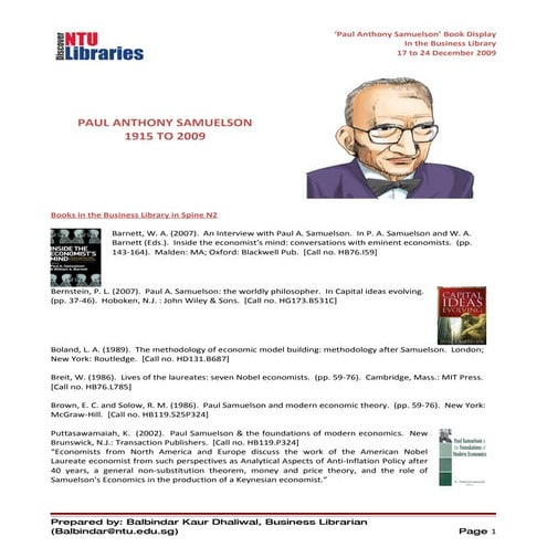 Book Display Paul A Samuelson | DOC