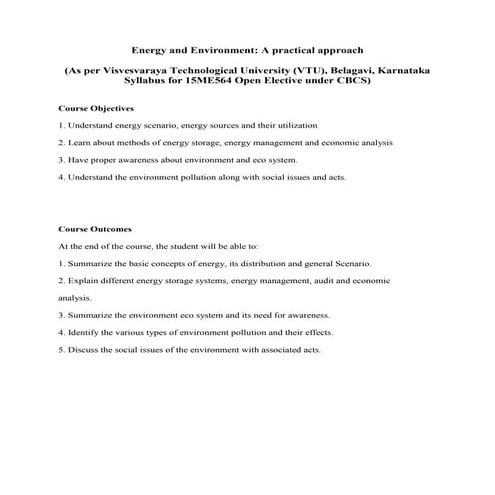 Energy & Environment Notes by Prof SDMane | PDF